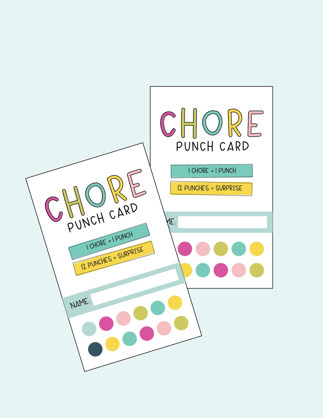 Chore Punch Card - Chore Chart - Reward Chart - Kids Chore Chart - Etsy