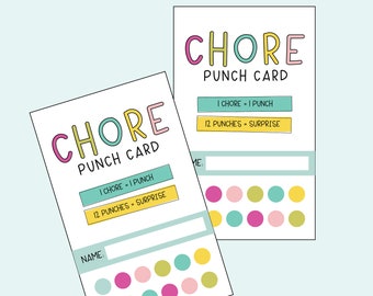 Chore Punch Card Kids Chore Chart Reward Chart | Etsy
