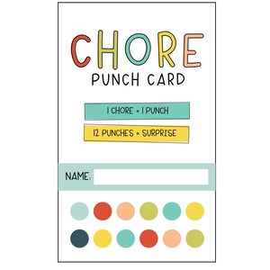 Chore Punch Card - Kids Chore Chart - Reward Chart - Etsy