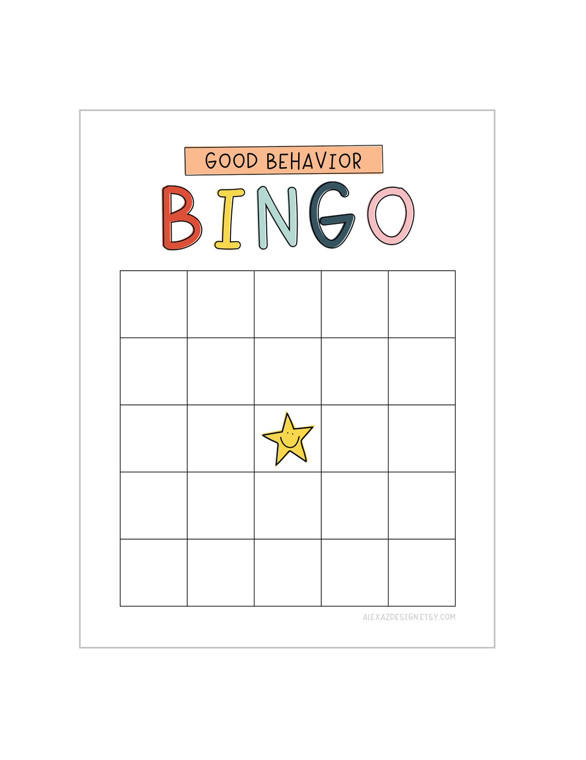 Good Behavior Bingo Printable Chart Behavior Reward Chore - Etsy