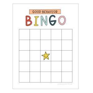 Good Behavior Bingo Printable Chart - Behavior Reward - Chore Chart ...