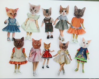 Cat paper doll | Etsy
