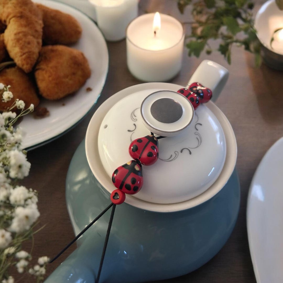 CERAMIC LADYBUGS Teapot Drip-catcher and Lid Holder (with Clasp) - Etsy