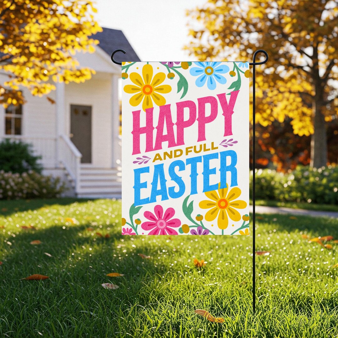 Easter Garden Flag, Colorful Floral Yard Banner, Spring Decor, Outdoor Decoration, Holiday Home ...