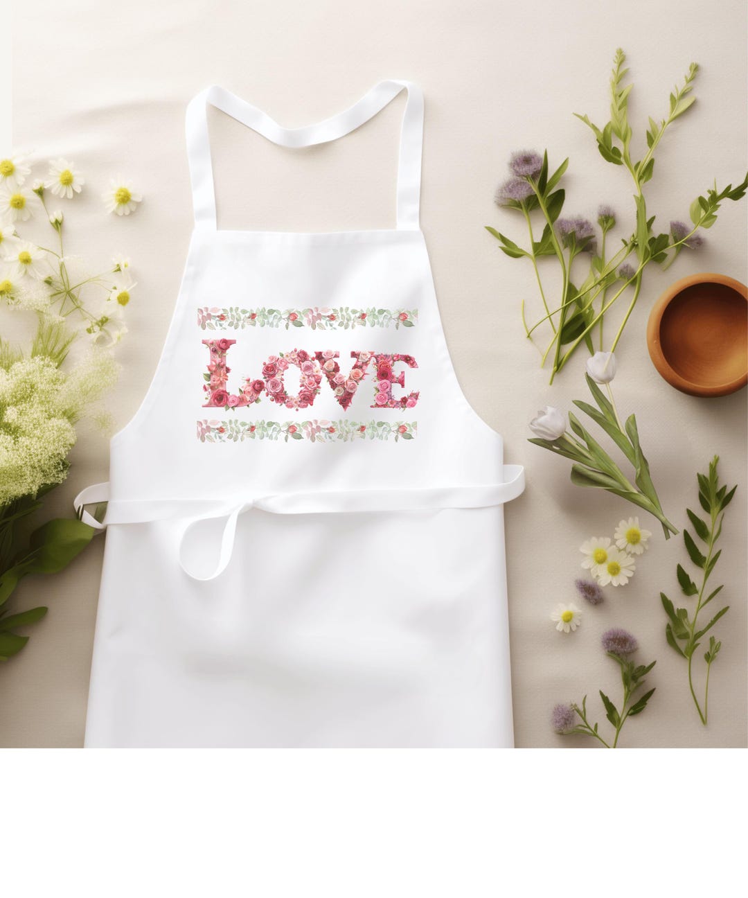 Love With Flowers Border Gift Apron, Valentine's Day, Mum, Friend ...