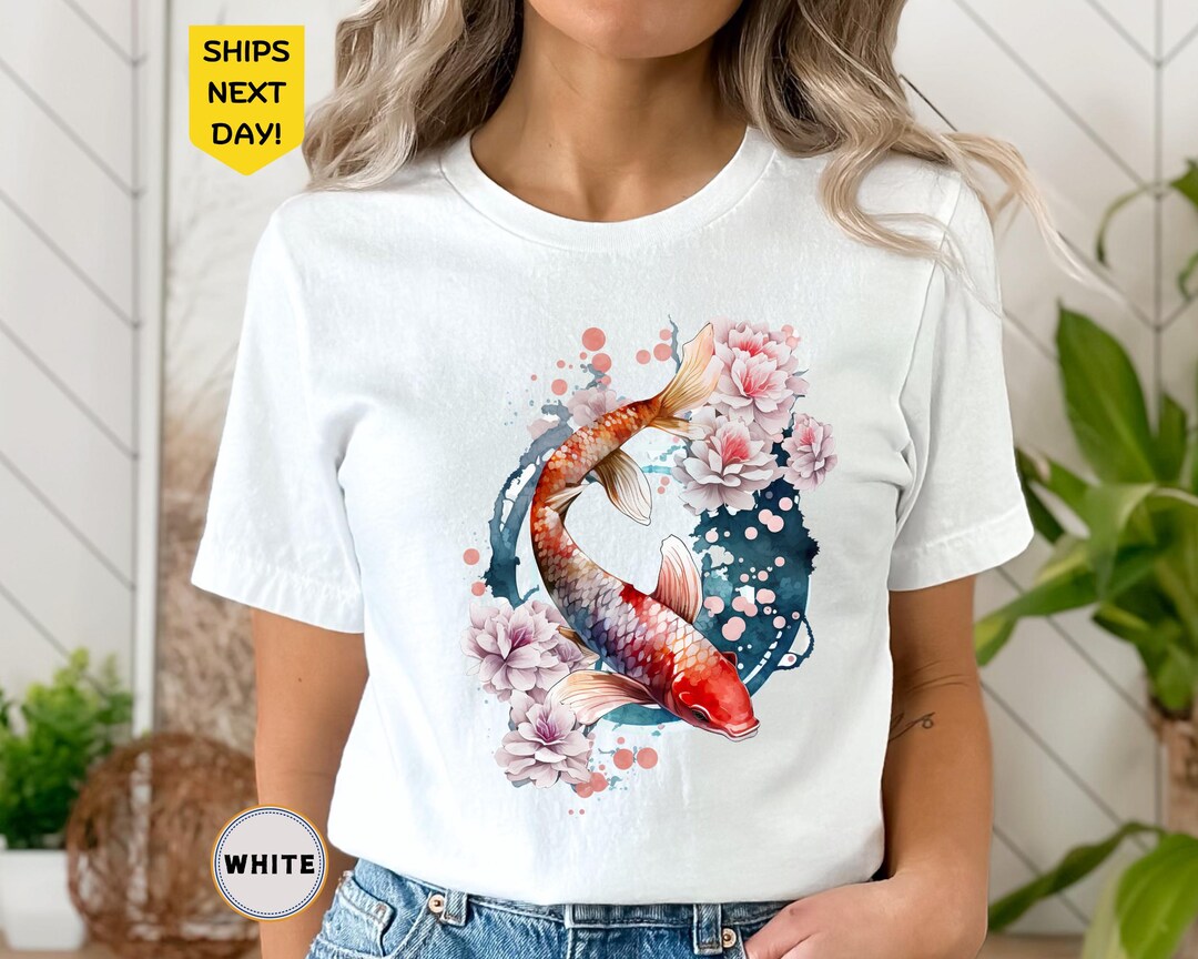 Cozy Vintage Japanese Koi Fish Tshirt, Nautical Animal Asian Shirt ...