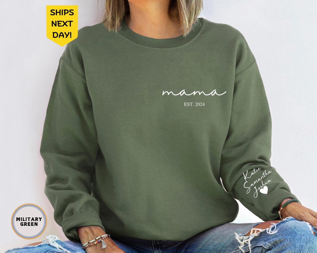 Personalized Mama Sweatshirt With Kids Names Sleeve, Custom Momma ...