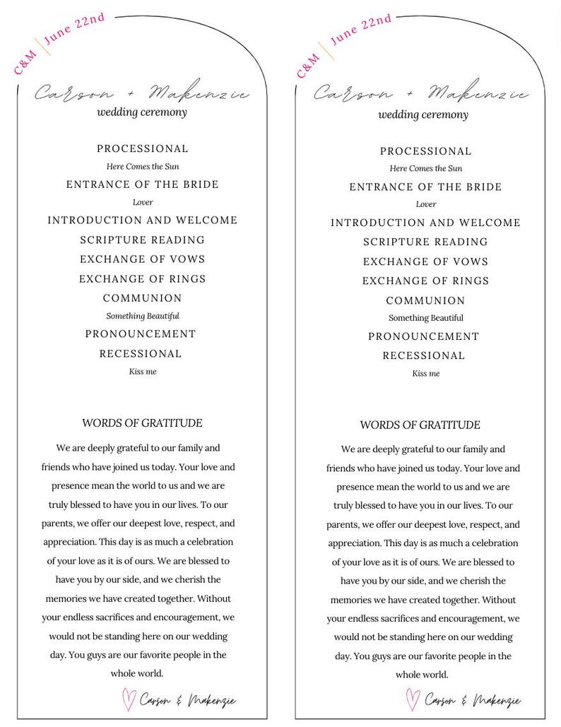 Personalized Wedding Program - Etsy