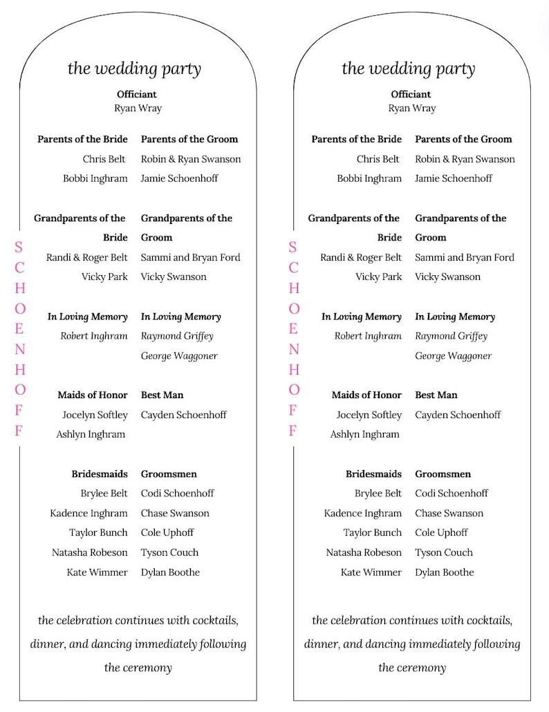 Personalized Wedding Program - Etsy