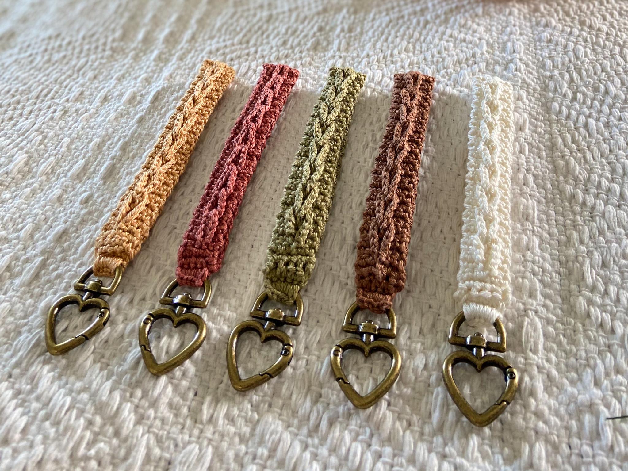 Crocheted Wristlet Keychain Key Fob in a Braid Stitch Pattern in a ...