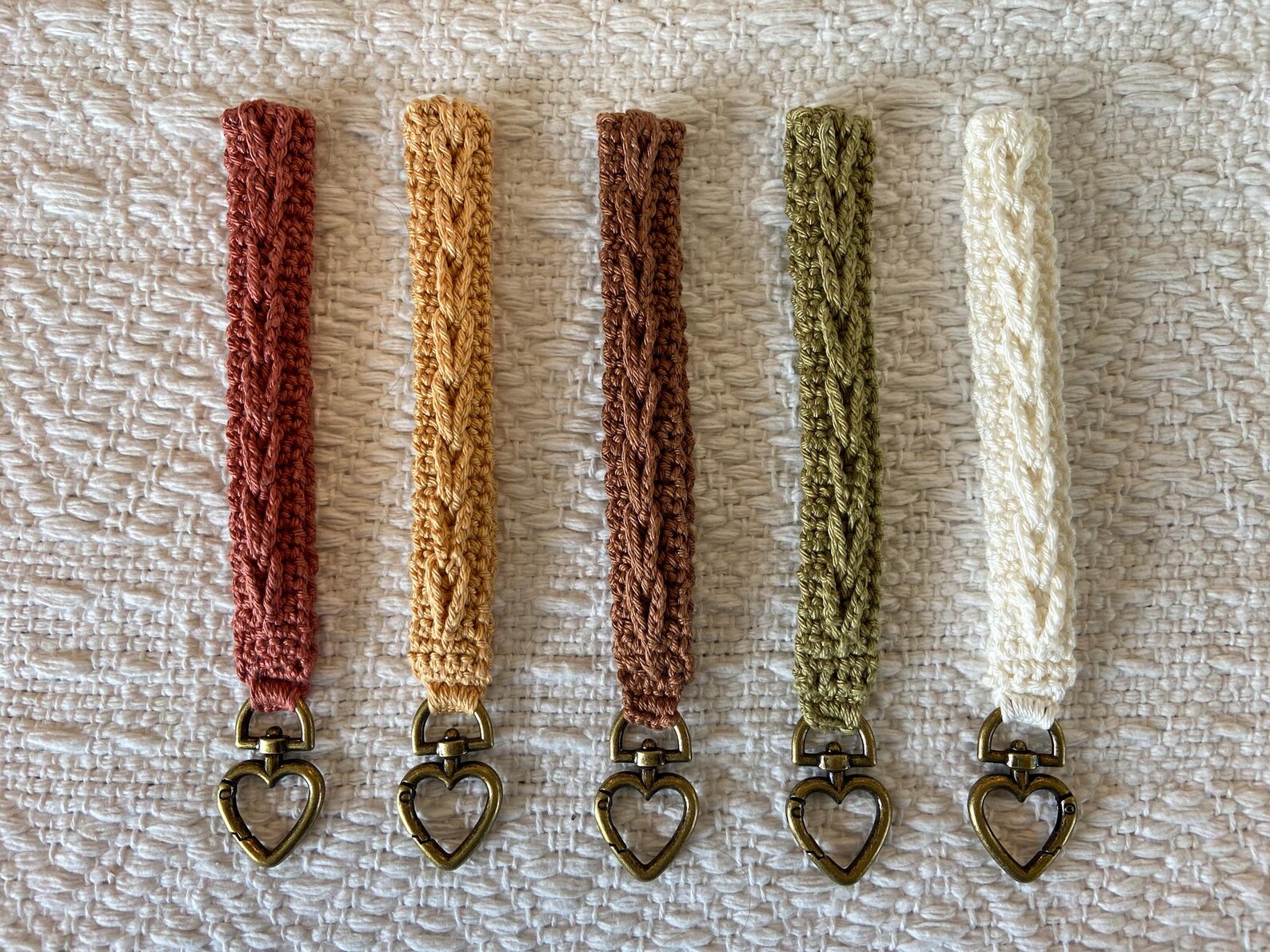 Crocheted Wristlet Keychain Key Fob in a Braid Stitch Pattern in a ...