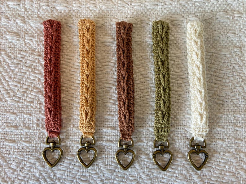 Crocheted Wristlet Keychain Key Fob in a Braid Stitch Pattern in a ...