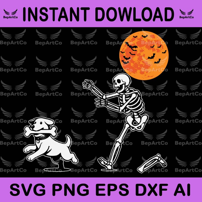 Skeleton Chasing Dog SVG, Skeleton Dog SVG, Funny Dog Halloween SVG - Etsy