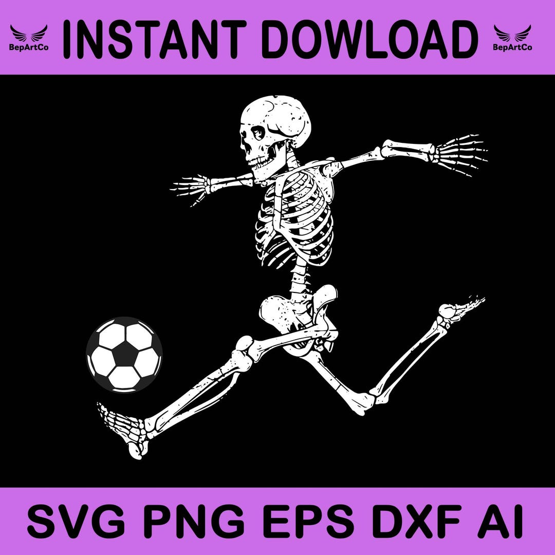 Skeleton Playing Soccer Halloween SVG, Skeleton Soccer, Skeleton Sport ...