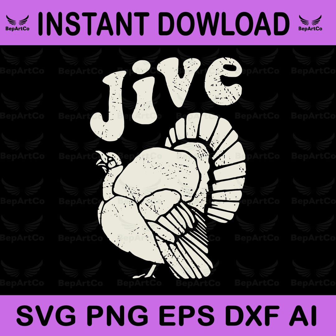 Jive Turkey SVG, Cute Turkey Face SVG, Thanksgivng Day SVG ...