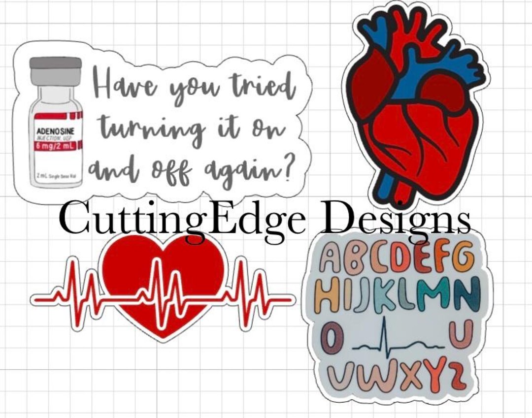 Cardiology Themed Sticker Pack - Etsy