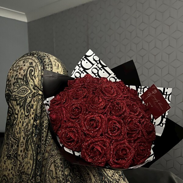 Glitter Roses Bouquet - Etsy