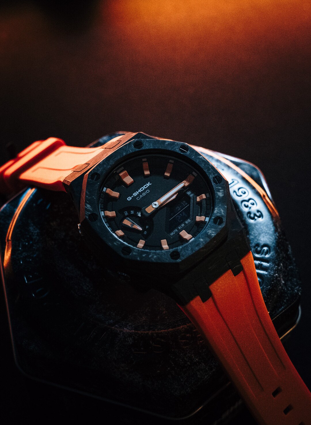 ISAC / Casioak Mod Ga2100 With Orange and Black Carbon Fiber Case ...