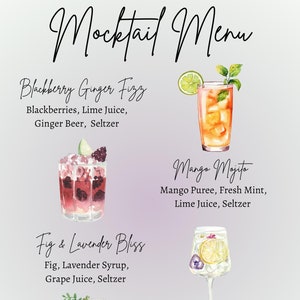 Mocktail Menu 2 - Etsy