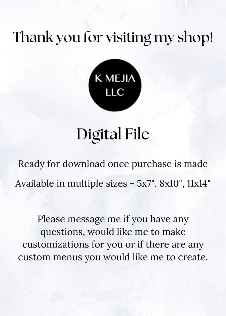 Mocktail Menu - Etsy