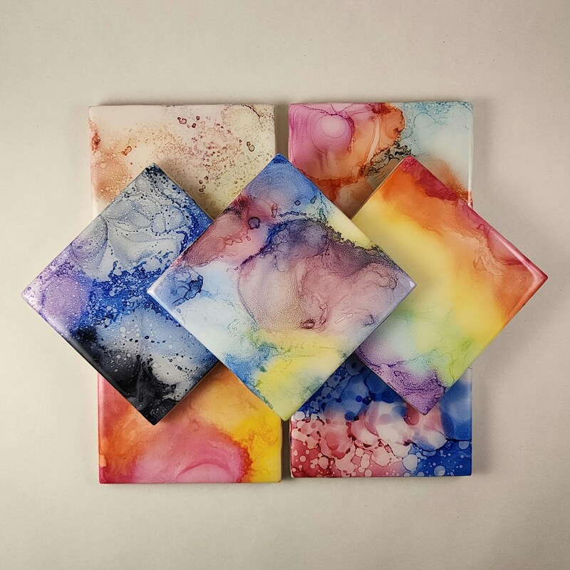 Alcohol Ink Coasters - Etsy