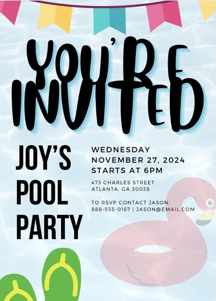 Pool Party Invitation - Etsy