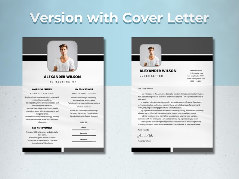 Resume Template With Photo: Resume and Cover Letter - Etsy