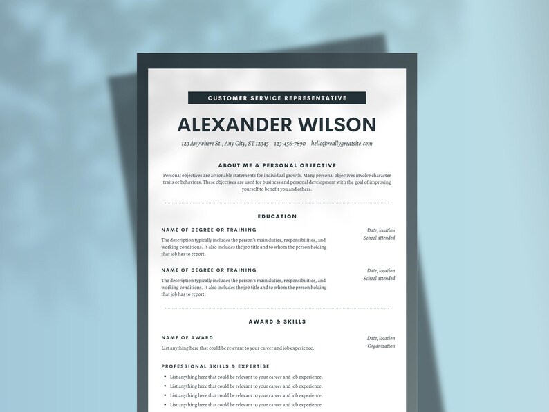 Editable Modern CV Template With Cover Letter for Job Applications - Etsy