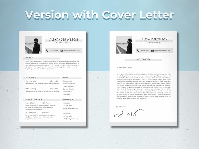 Editable Resume Canva Template and Cover Letter, Simple Design, CV ...