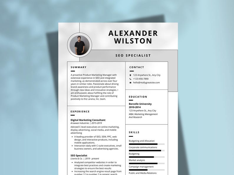 Simple Resume Template With Photo, Dedicated Cover Letter, Canva Resume ...