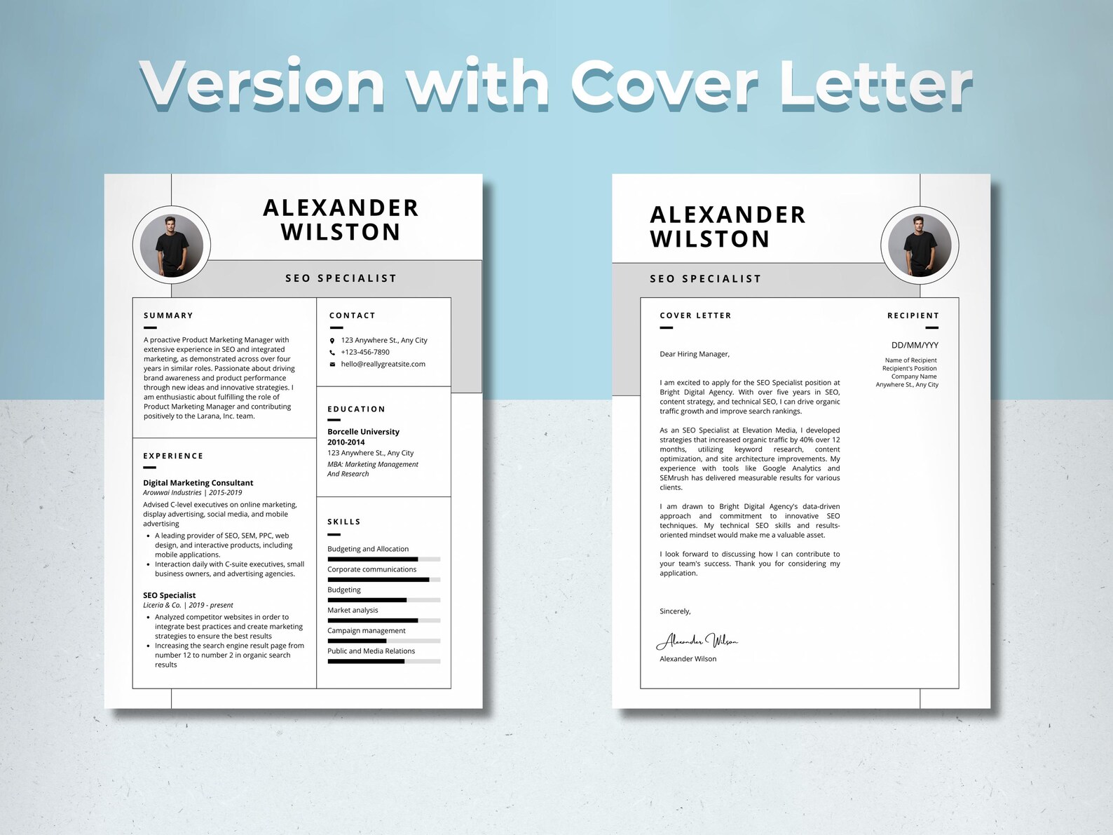 Simple Resume Template With Photo, Dedicated Cover Letter, Canva Resume ...