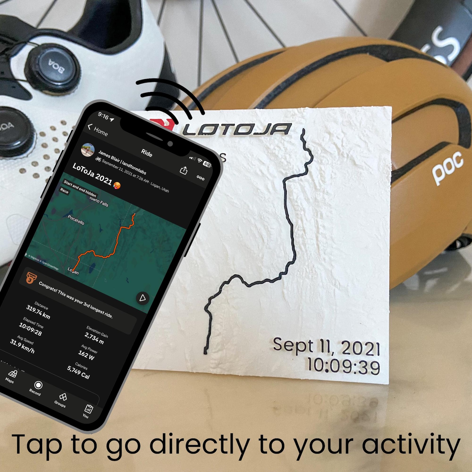 3D Route Tiles | Personalized Hiking, Biking, Running or Driving Map ...