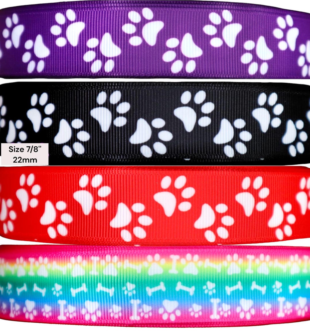7/8" 22mm-3yards-paw Ribbon, High Quality Grosgrain Ribbon, DIY Hair ...
