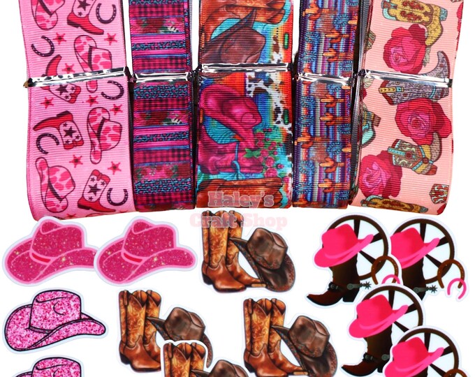 Western Ribbon and Resin Planar Bundle, Hair Bow Supplies, High Quality ...