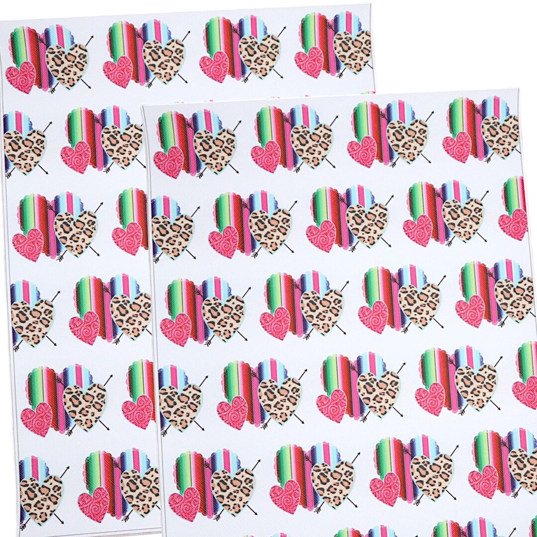 Serape Heart Print Faux Leather Sheet: DIY Craft Bows (8.5"x 11.9") - Etsy