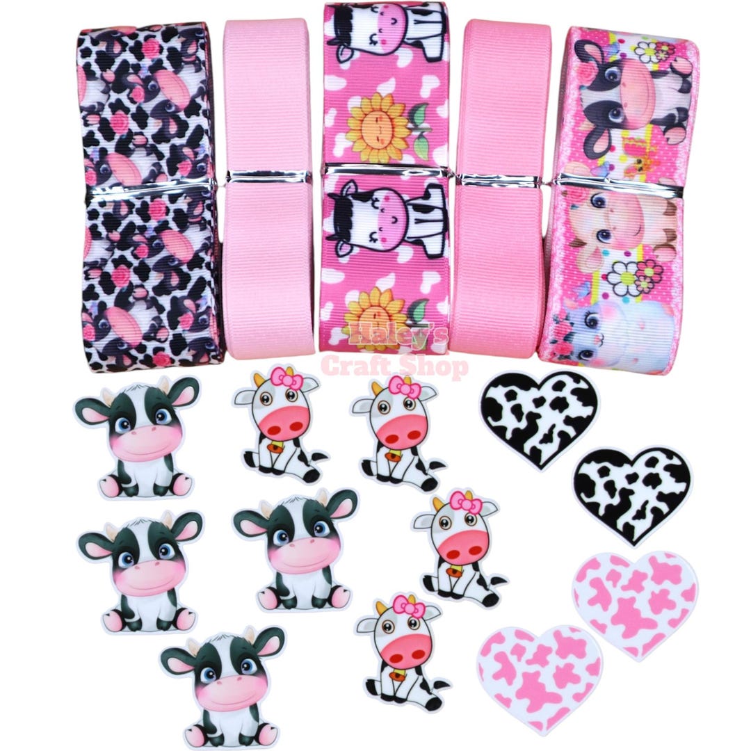 Cute Cow Ribbon and Resin Planar Bundle, Bow Supplies, High Quality ...