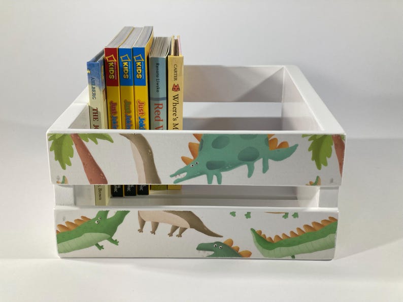 Dino Pattern Wooden Storage Crate, Child's Room Decor - Etsy