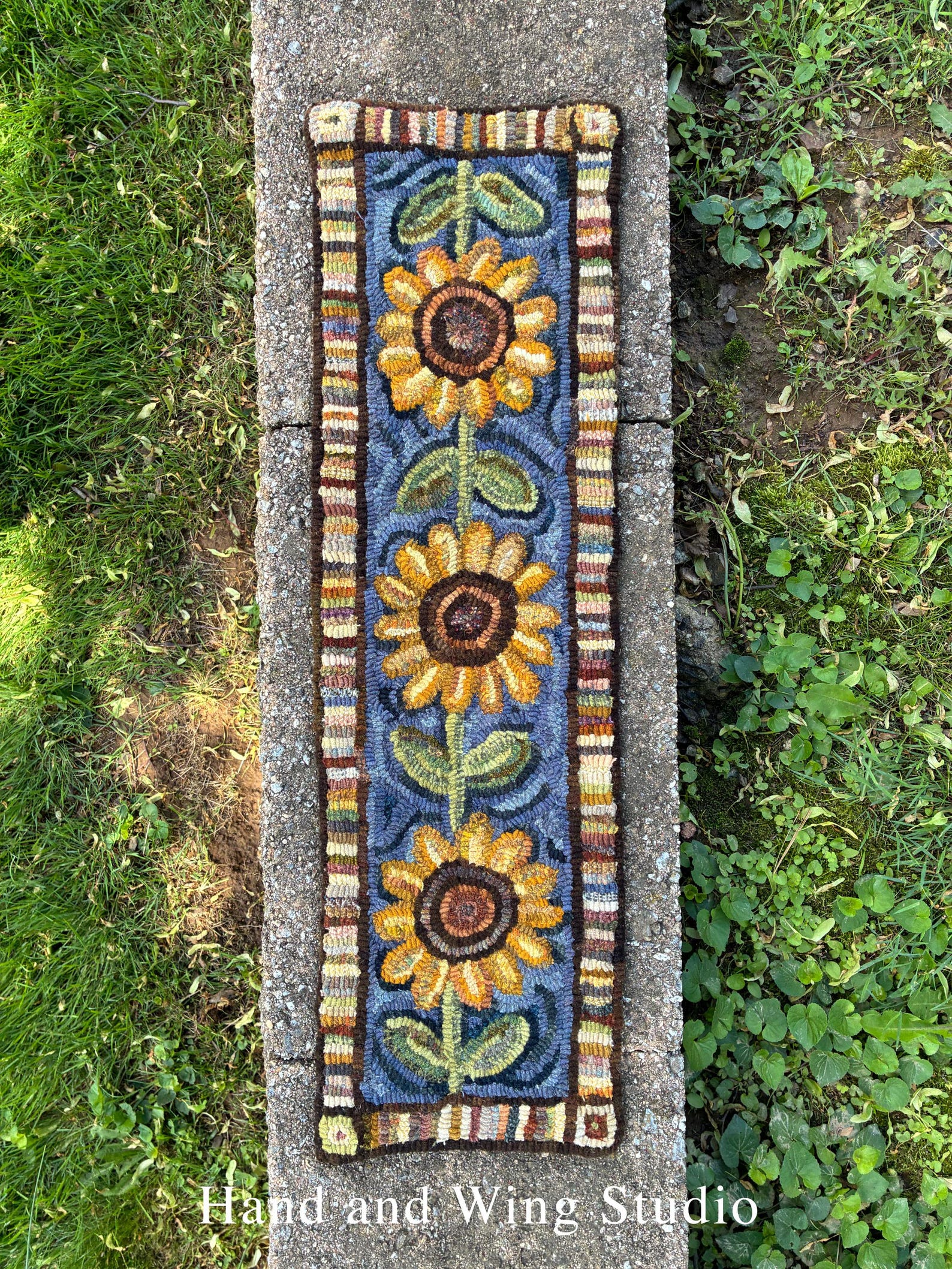 Sunflowers Primitive Hooked Rug/table Runner - Etsy