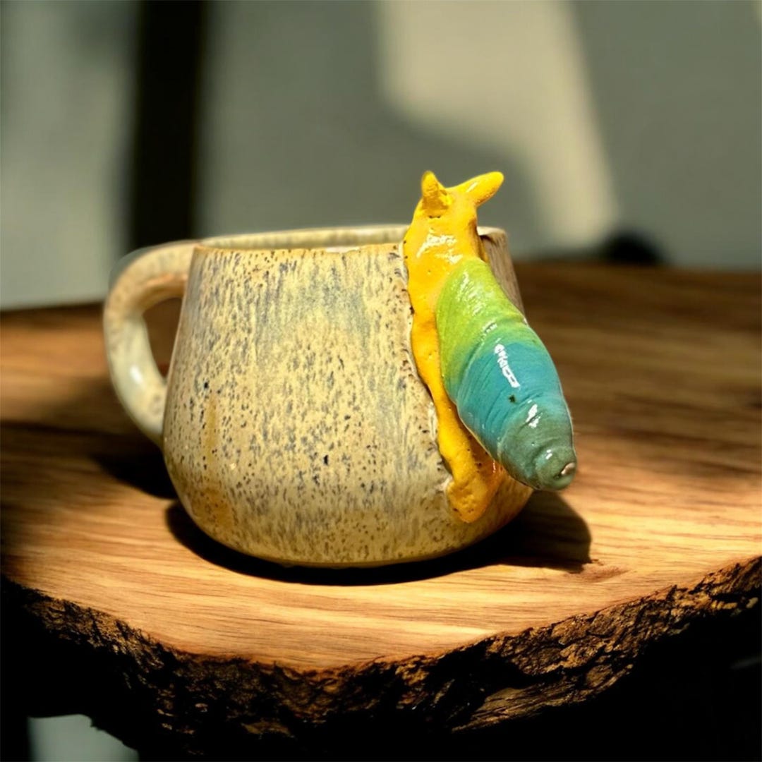 Handmade Ceramic Snail Mug- Unique ART Pottery, Magical Tea Cup, Forest ...
