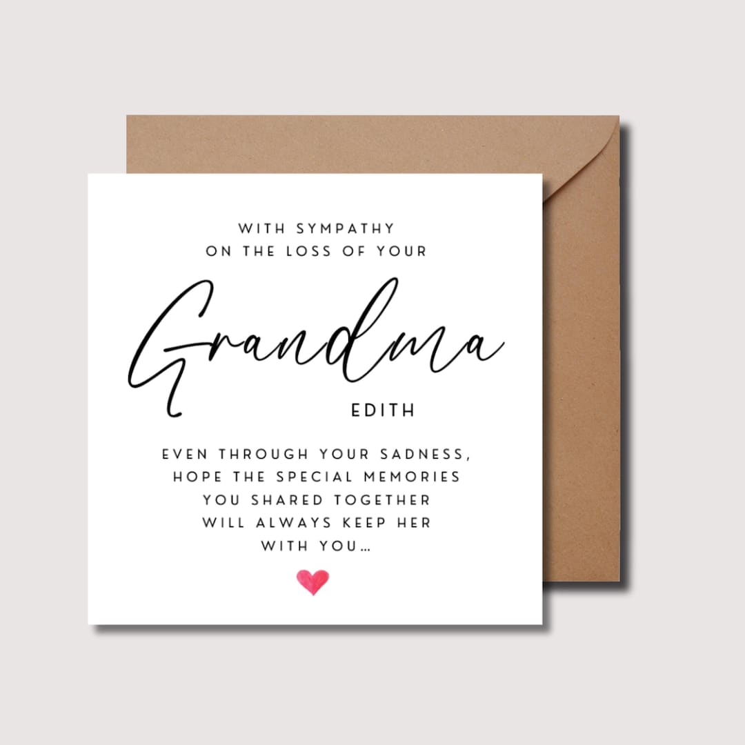 Grandma Sympathy Card, Condolence Card, Bereavement Card, Sorry for Your Loss, Grandad Grief ...
