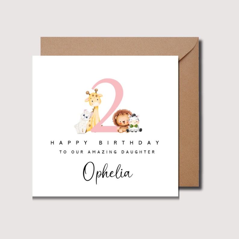 Personalised Daughter Birthday Card, Age 2 Birthday Card, Daughter 2nd ...