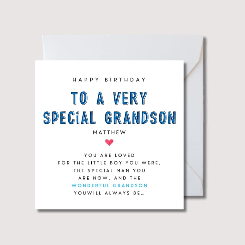 Personalized Grandson Birthday Card: Special Grandson, WW0512 - Etsy ...