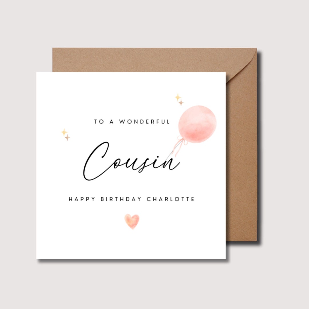 Personalized Cousin Birthday Card: Watercolor Balloon Design, WW0473 - Etsy