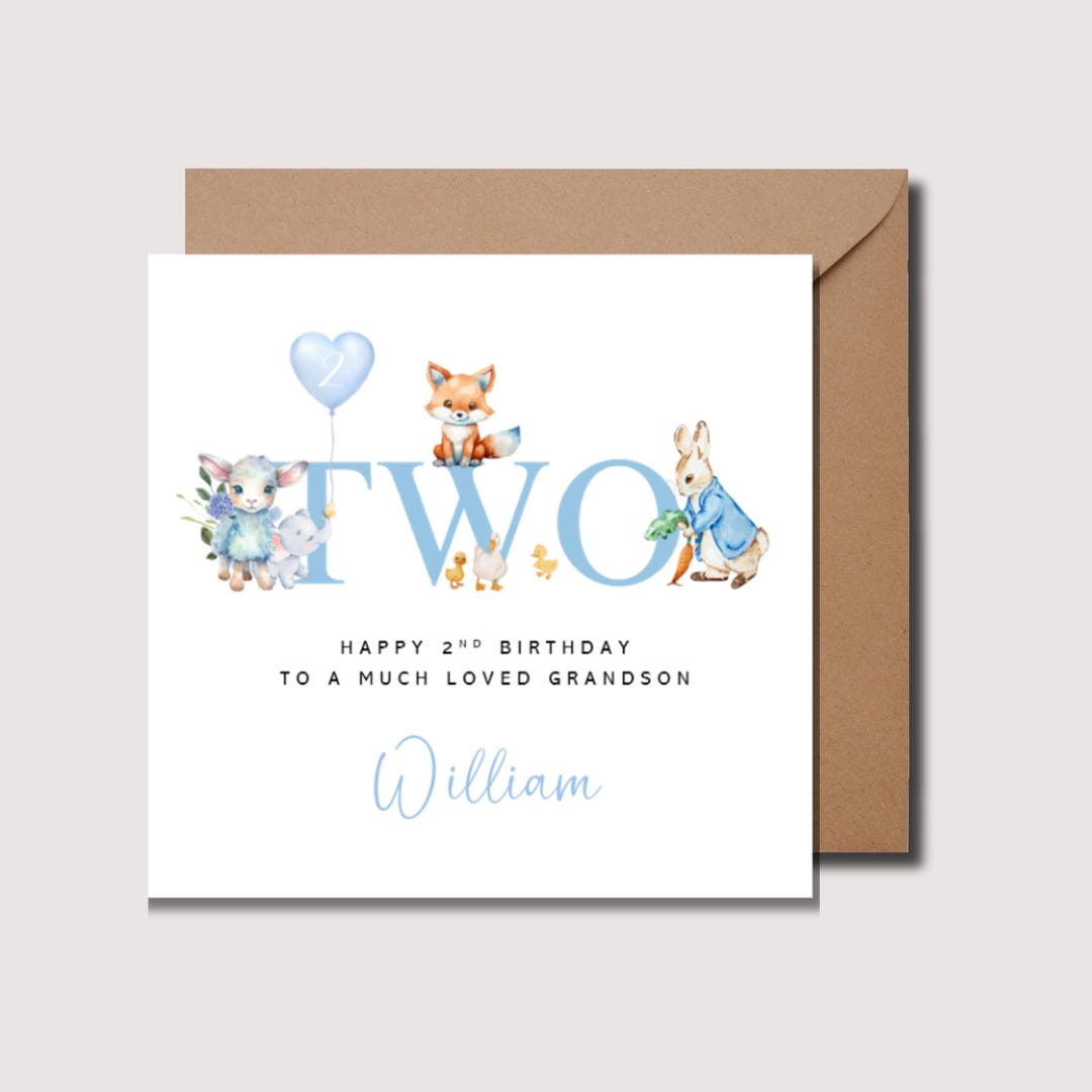 Grandson Birthday Card, Age 2 Birthday Card, Grandson 2nd Birthday ...