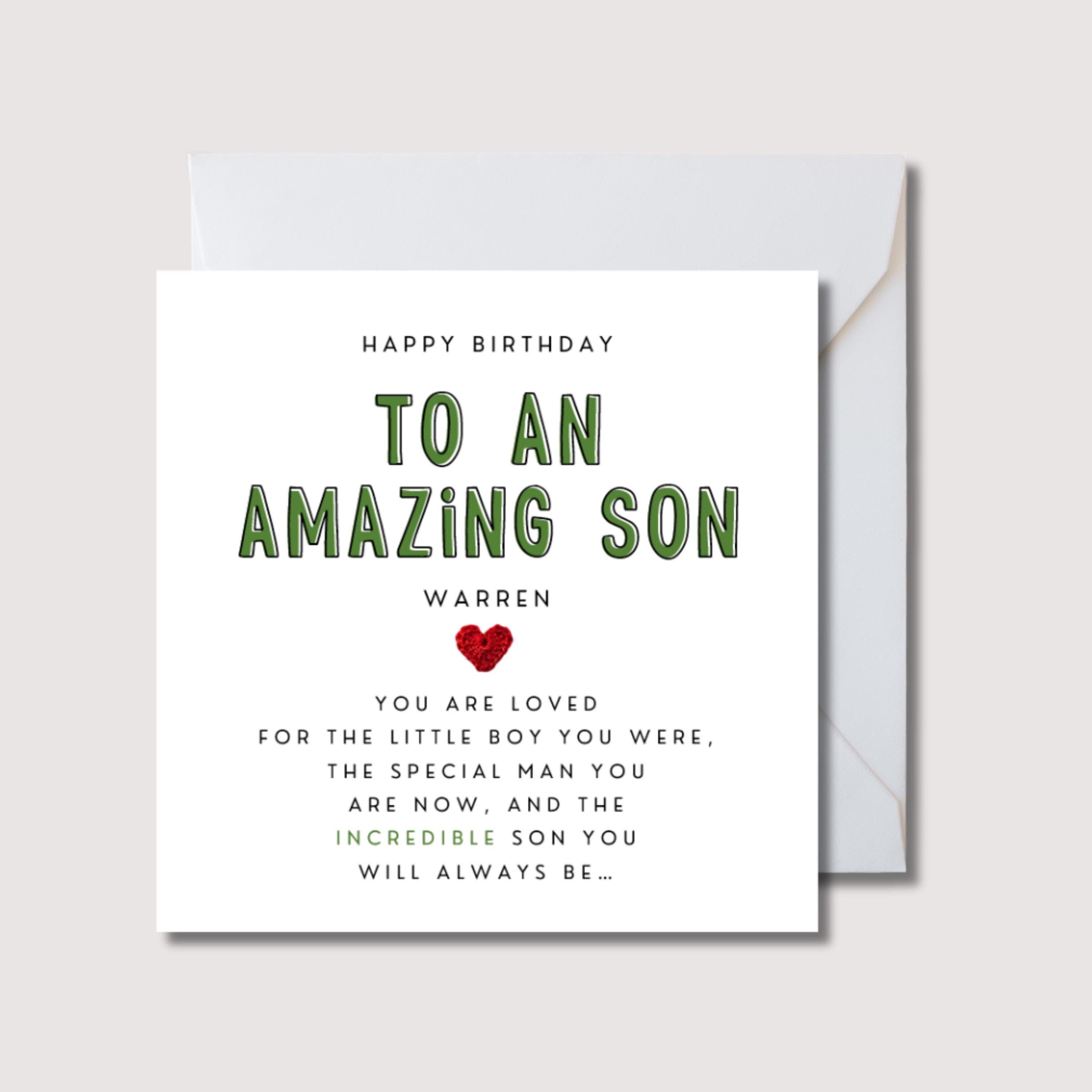 Son Birthday Card, Son in a Million, Son Poem, Adult Son Birthday Card ...