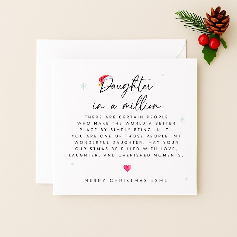 Heartfelt Daughter Christmas Card: Festive Greeting Keepsake, WW06874 ...