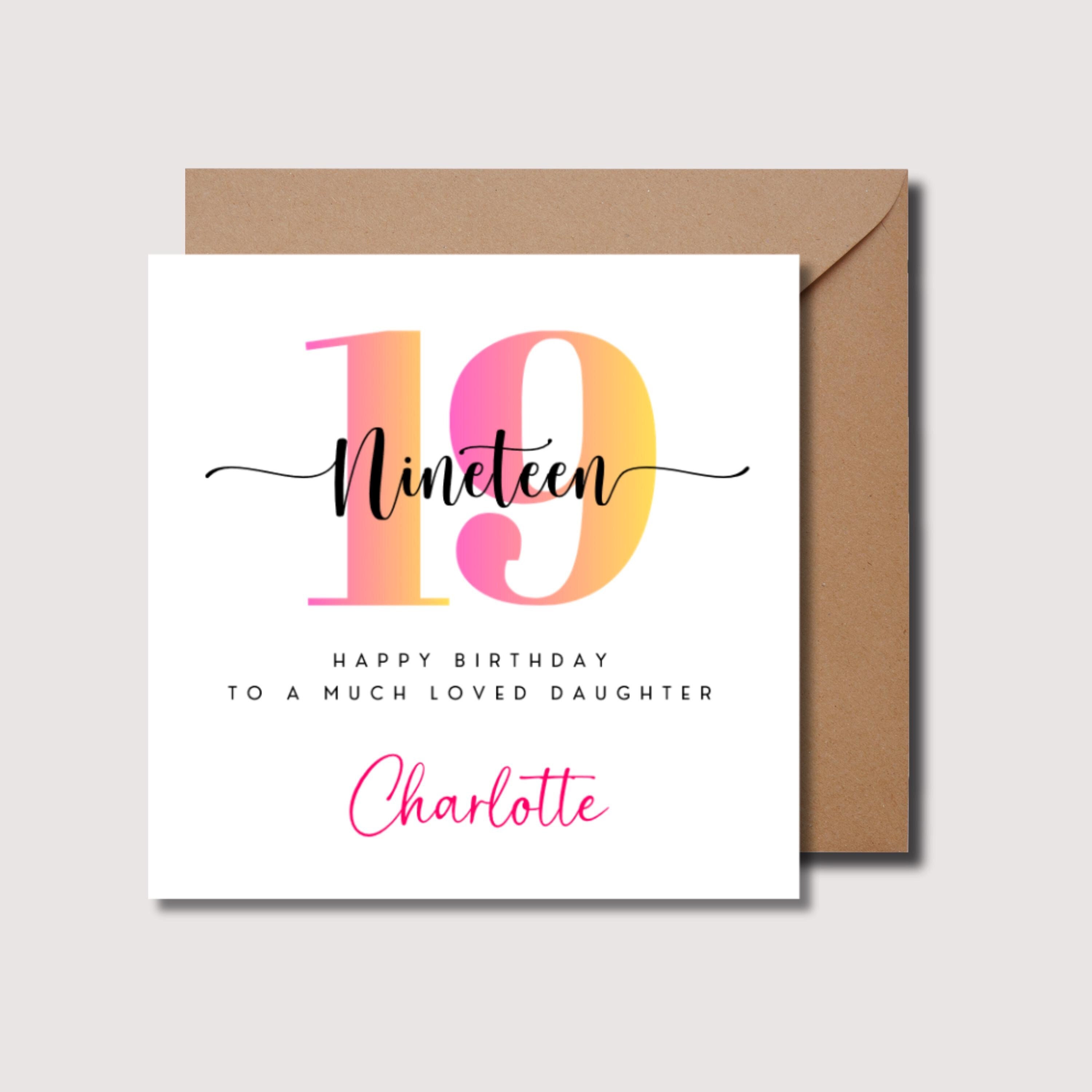 19th Birthday Card, Teenage Personalised Girl Nineteenth Birthday ...