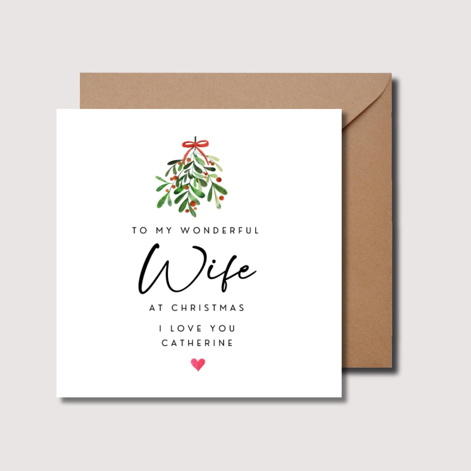 Wife Christmas Card, Wife Xmas Card, Personalised Wife Christmas Card ...