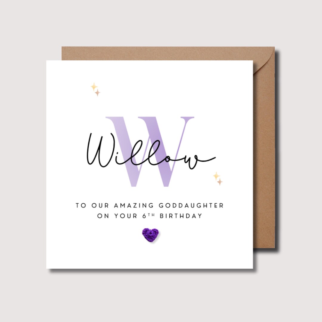 Personalised Goddaughter Birthday Card | Handmade Crochet Purple Heart ...