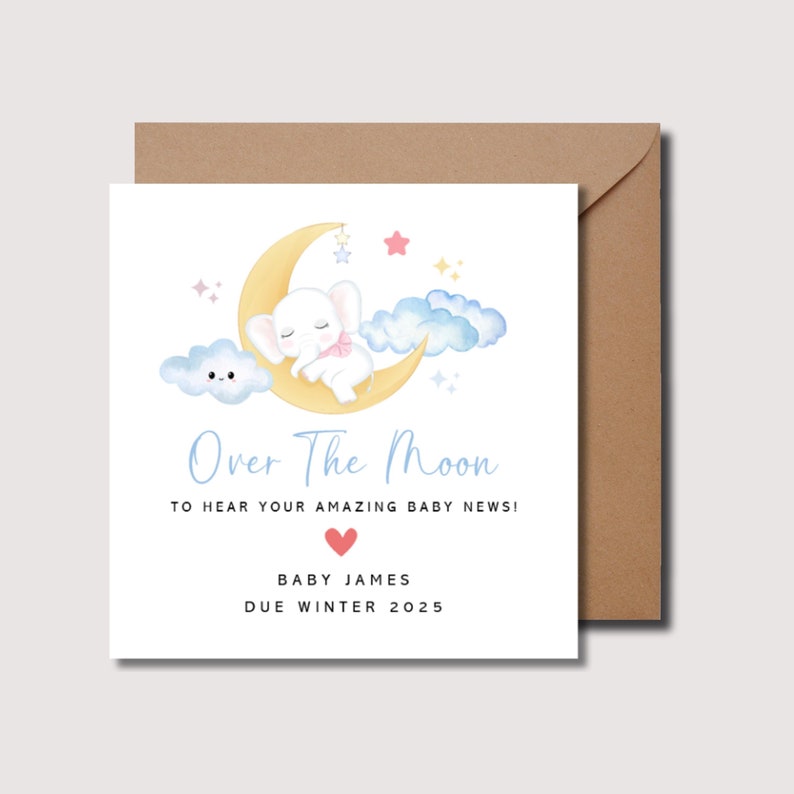 New Baby Card, Congratulations Card, Personalised Baby Boy News Card ...